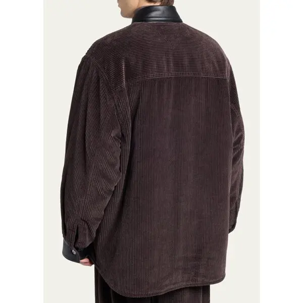 Bottega Veneta Cotton Corduroy Leather-trim Shirt Jacket