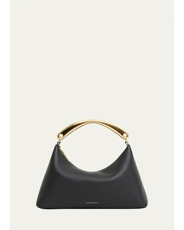 MANSUR GAVRIEL Rhea Leather Sculptural Metal Top-handle Bag - Black