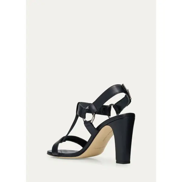 Manolo Blahnik 90mm Miona Leather T-bar Sandals