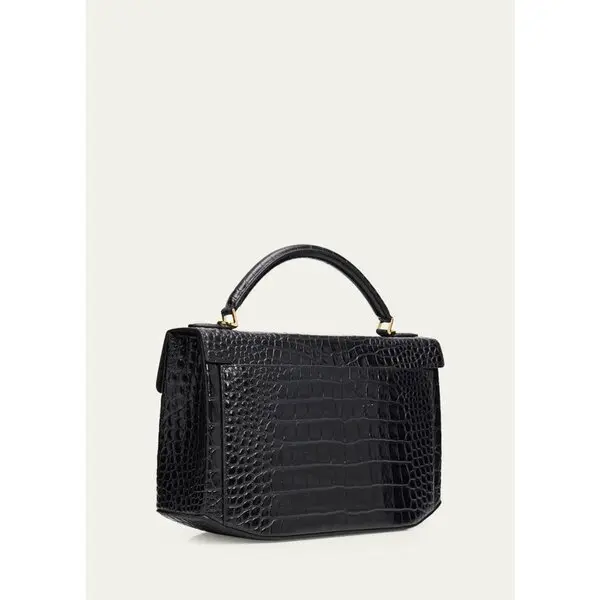 TOTEME Box Croc-embossed Leather Top-handle Bag - Black