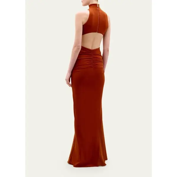 Silvia Tcherassi Frances Embellished Ruched Sleeveless Maxi Dress