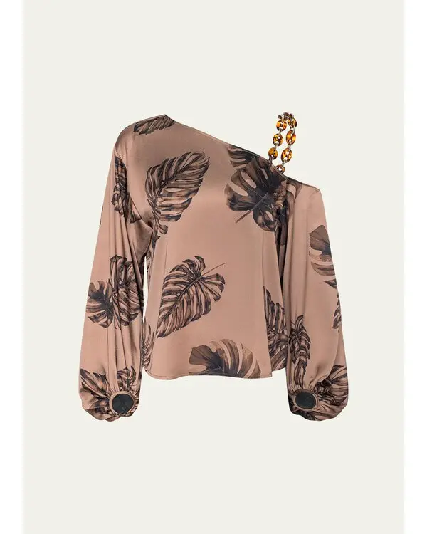L'Agence Asami Botanical-print Satin Blouse