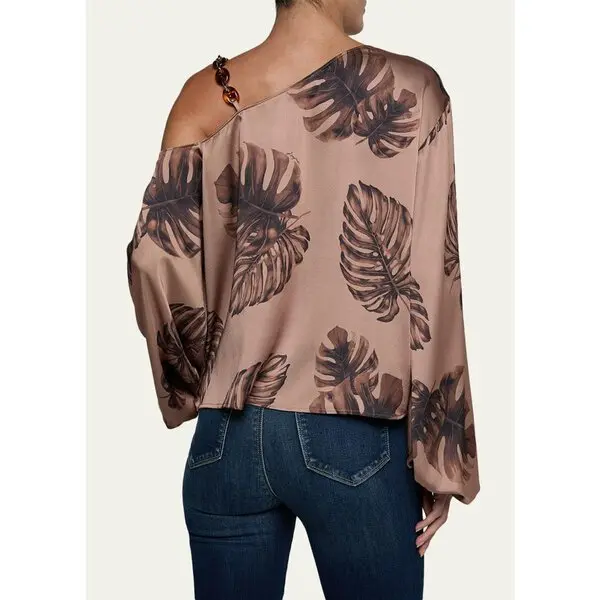 L'Agence Asami Botanical-print Satin Blouse