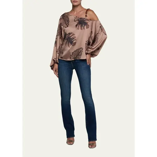 L'Agence Asami Botanical-print Satin Blouse