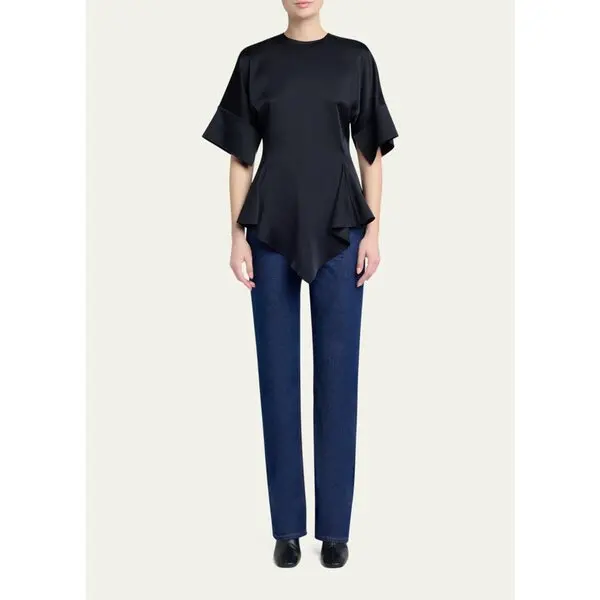 Stella McCartney Ruffled Satin Top - Black