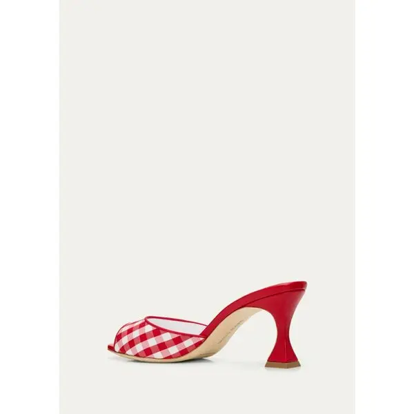 Manolo Blahnik 70mm Jadara Gingham Mules