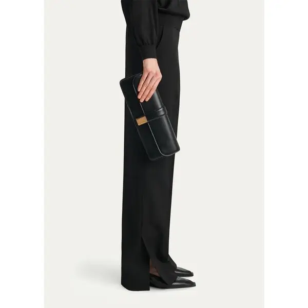 Khaite Blake Box Leather Clutch Bag - Black