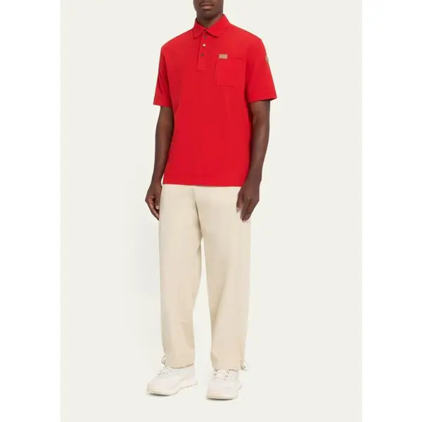 Moncler Leather Logo Tag Cotton Pique Polo Shirt