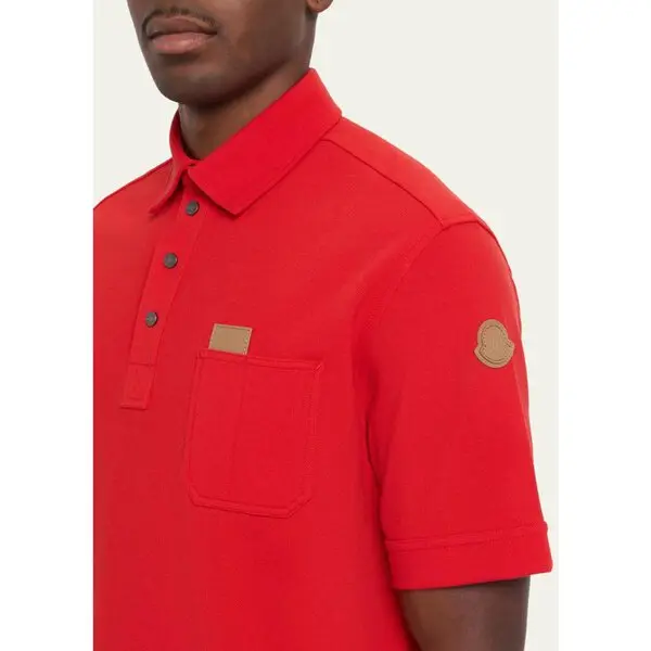 Moncler Leather Logo Tag Cotton Pique Polo Shirt