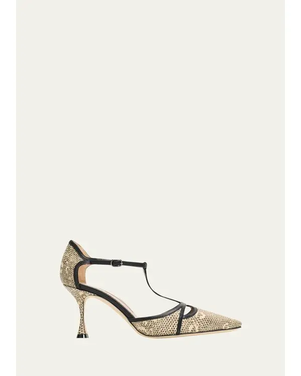 Manolo Blahnik 70mm Gish -embossed Leather Pumps
