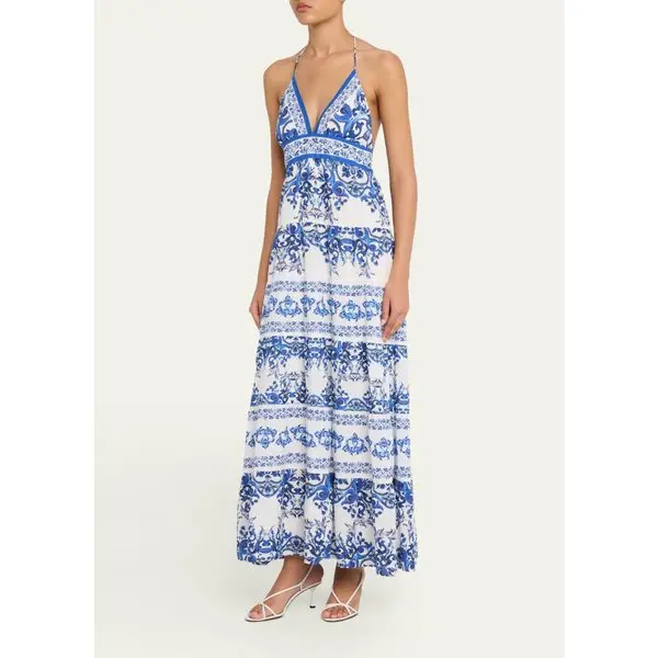 Alice + Olivia Karolina Tiered Halter Maxi Dress