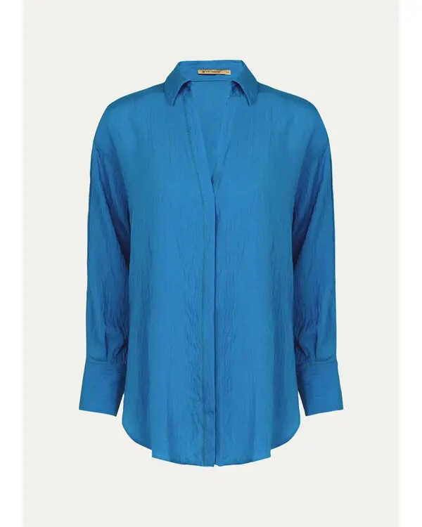 VIX PAULA HERMANNY Bailey Textured Drop-shoulder Shirt