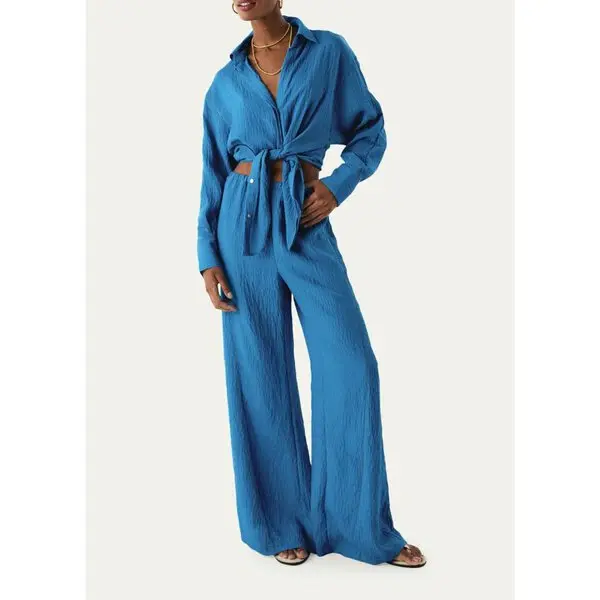 VIX PAULA HERMANNY Bailey Textured Drop-shoulder Shirt