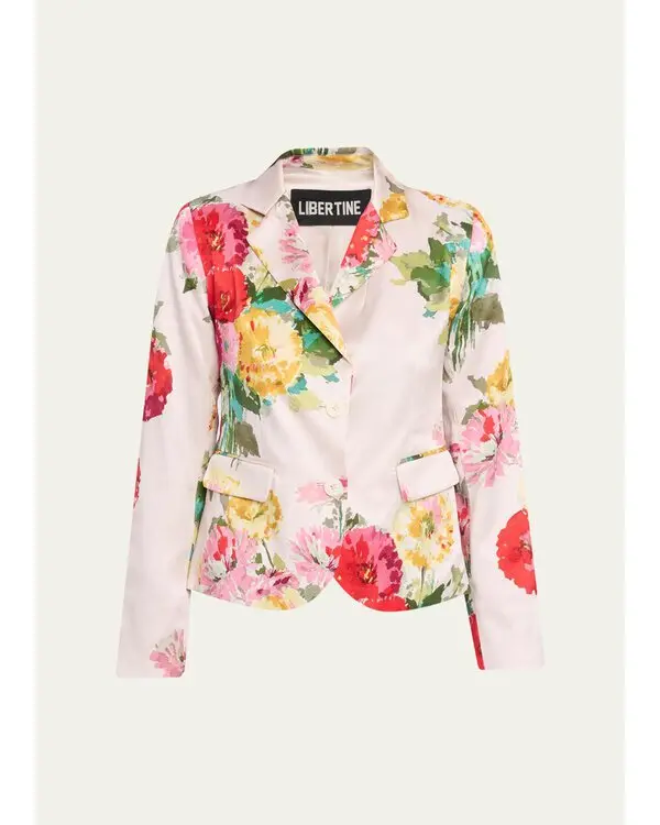 Libertine Pat Nixon Silk Single-breasted Classic Jacket - Cream Multi
