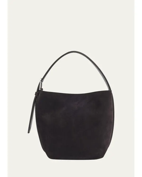 TOTEME Small Belted Suede Tote Bag - Espresso