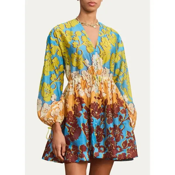 ALEMAIS Splice Cotton-silk Mini Dress