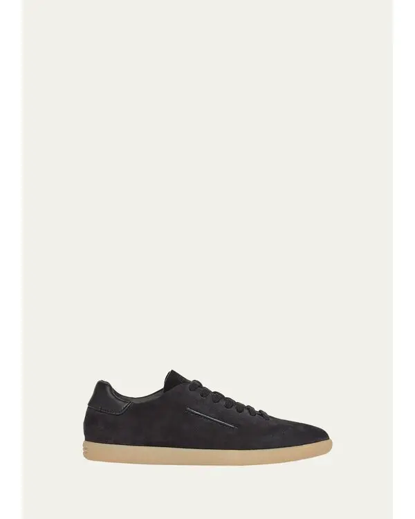 Zegna 232 Suede Low-top Sneakers - Navy/tan