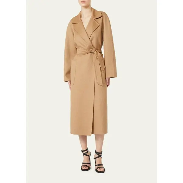 Max Mara Wool Belted Long Wrap Coat