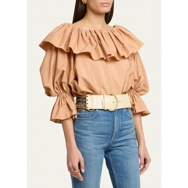Chloé Ruffle Balloon-sleeve Cotton Top