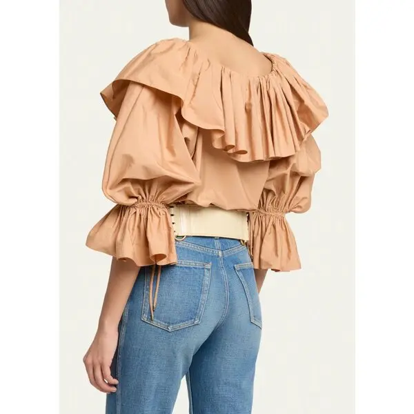 Chloé Ruffle Balloon-sleeve Cotton Top