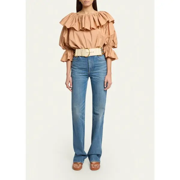 Chloé Ruffle Balloon-sleeve Cotton Top