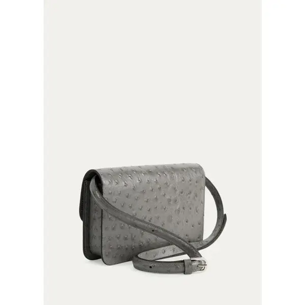 TOTEME T-lock Ostrich-embossed Leather Crossbody Bag - Grey