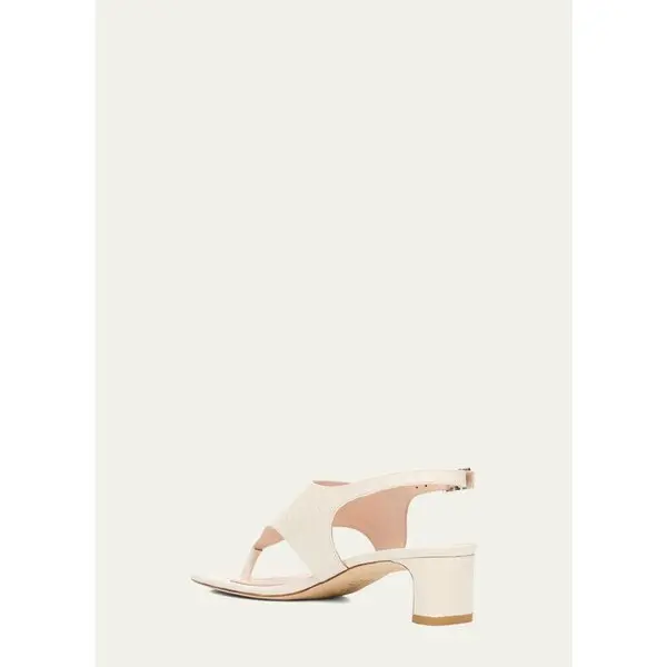 STUART WEITZMAN 40mm Baby Babette Croc-embossed Leather Thong Sandals