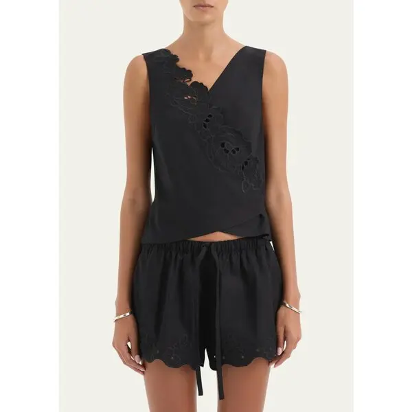 SIR. Klara Embroidered Wrap Top