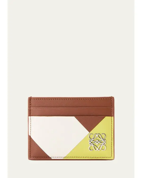 Loewe Colorblock Leather Anagram Card Holder - Squirrel