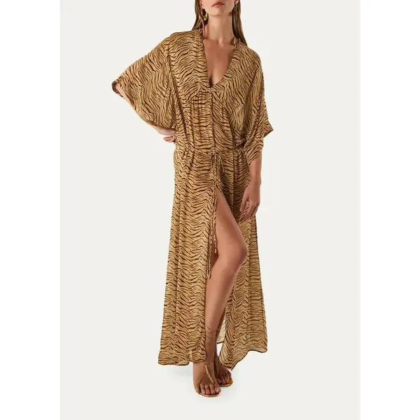 VIX PAULA HERMANNY Megan Animal-print Maxi Cover-up Dress