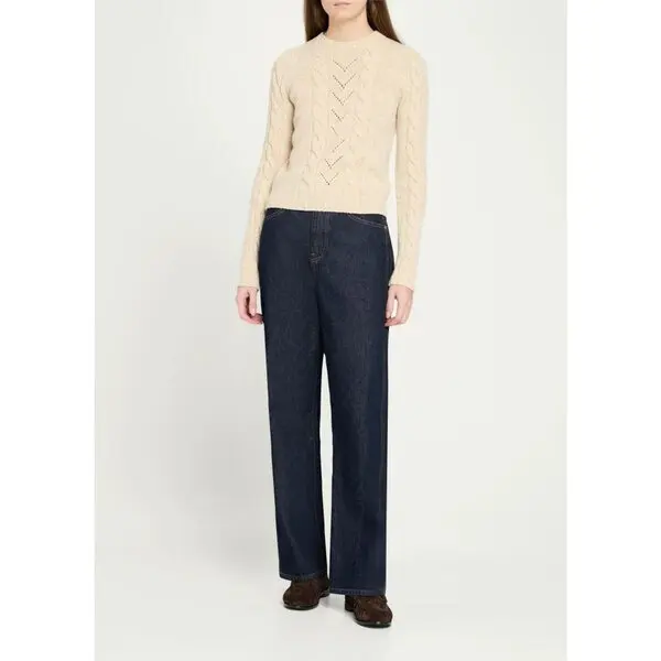 Max Mara Paillette Wool-cashmere Cable Knit Crewneck Sweater