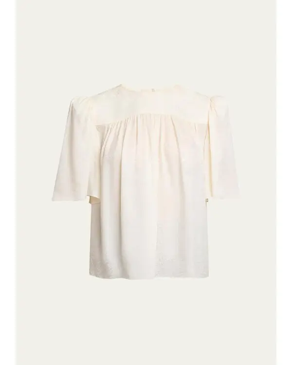Chloé Strong-shoulder Floral Silk Jacquard Top