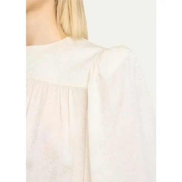 Chloé Strong-shoulder Floral Silk Jacquard Top