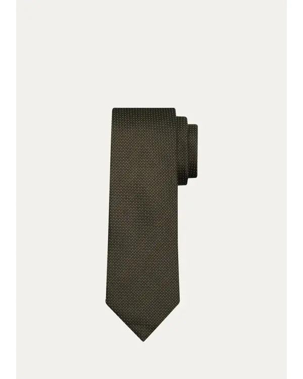 Zegna Micro-jacquard Silk Tie - Dark Green