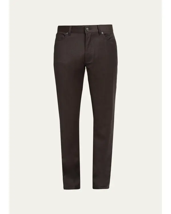 Zegna Wool Flannel Straight Fit Five-pocket Pants