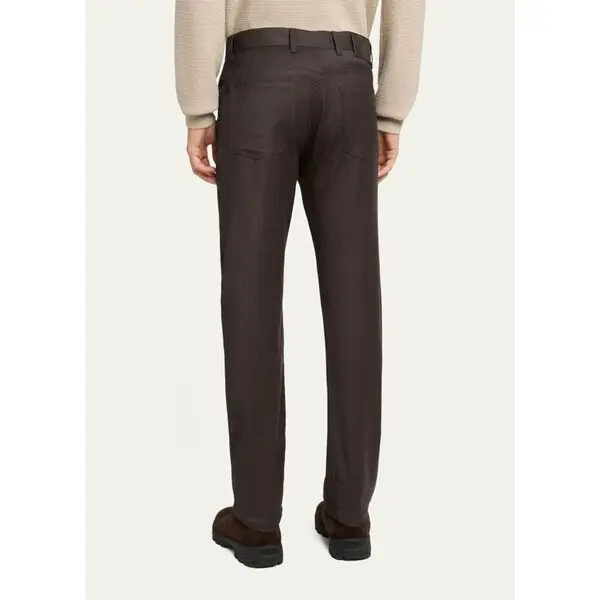 Zegna Wool Flannel Straight Fit Five-pocket Pants