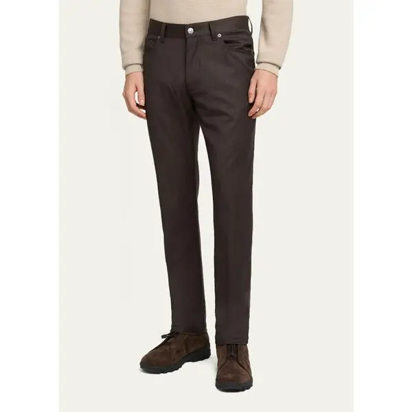 Zegna Wool Flannel Straight Fit Five-pocket Pants