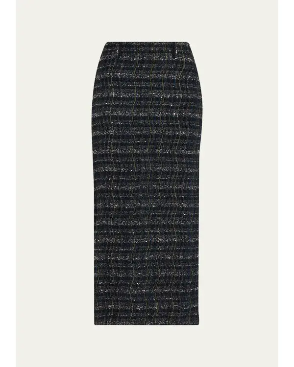 Missoni Paillette Wavy Check Tweed Midi Skirt