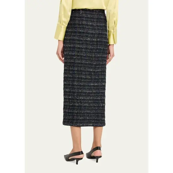 Missoni Paillette Wavy Check Tweed Midi Skirt
