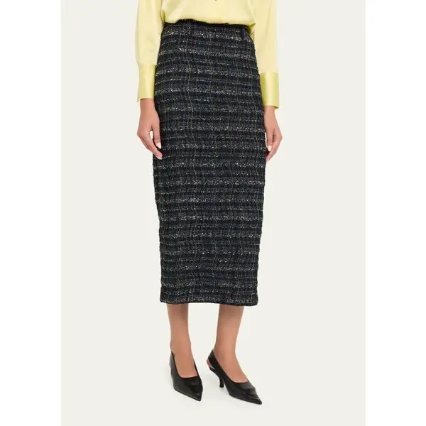 Missoni Paillette Wavy Check Tweed Midi Skirt