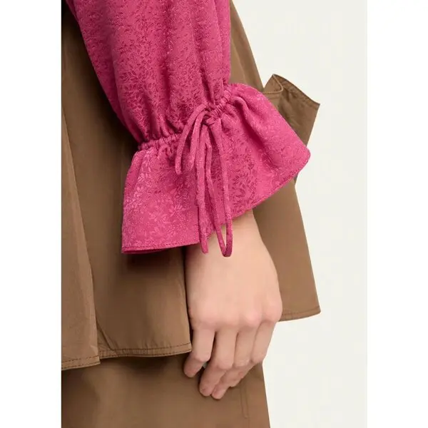 Chloé Ruffle Floral Silk Jacquard Button-front Top