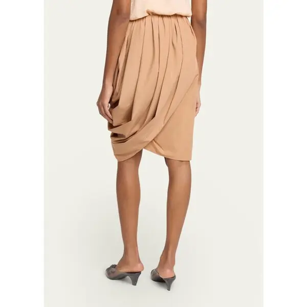 Chloé Draped Cotton Knee-length Skirt - Reef Shell