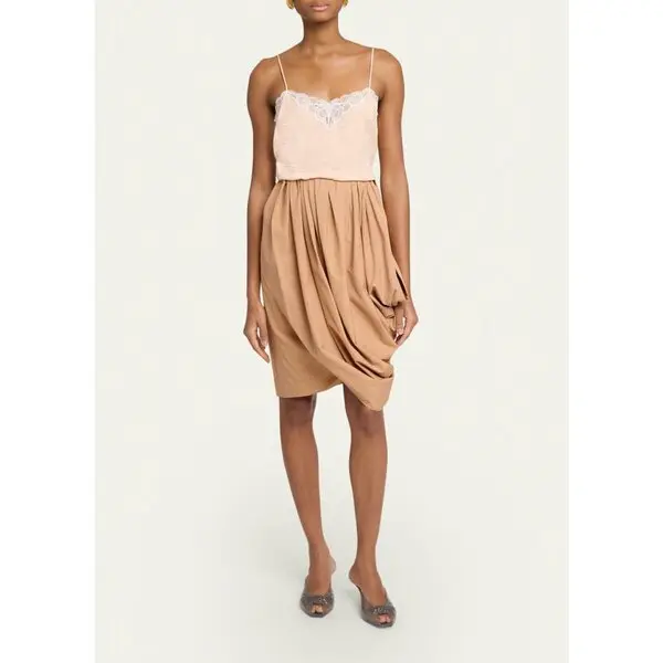 Chloé Draped Cotton Knee-length Skirt - Reef Shell