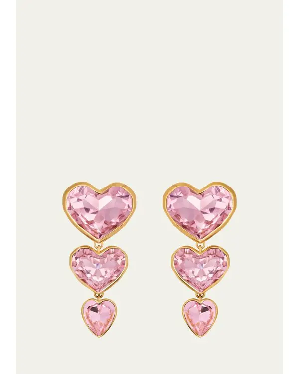Oscar De La Renta Crystal Heart Drop Clip-on Earrings