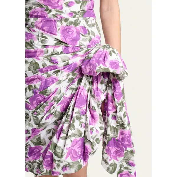 Chloé Sleeveless Ruched Floral Cotton Bow Dress