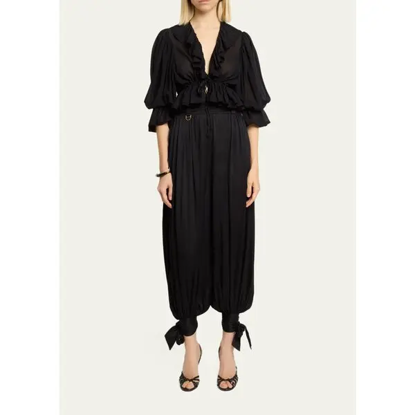 Chloé Tie Ruffle Silk Crop Top - Coconut Mi