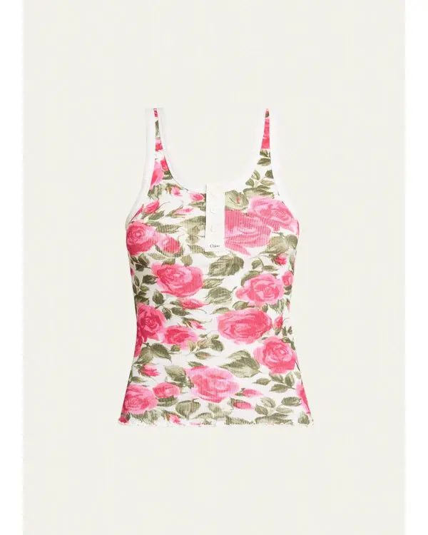 Chloé Rose Rib Tank Top - White