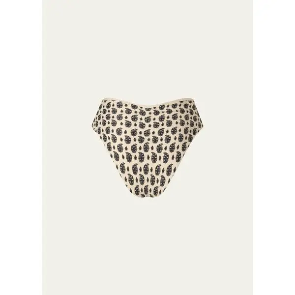 Johanna Ortiz Paisleys High-waist Bikini Bottoms - Ecru/black