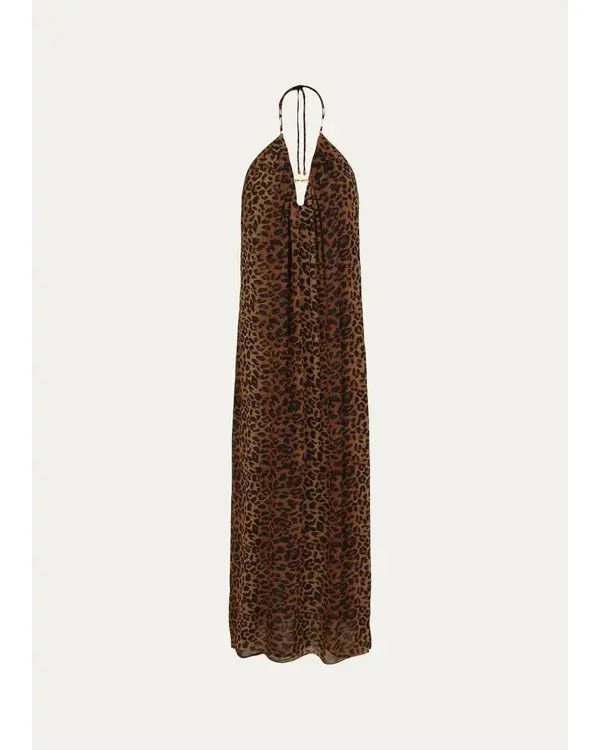 VIX PAULA HERMANNY Tammy Leopard-print Halter Maxi Dress