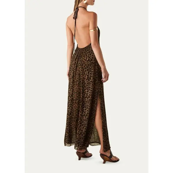 VIX PAULA HERMANNY Tammy Leopard-print Halter Maxi Dress
